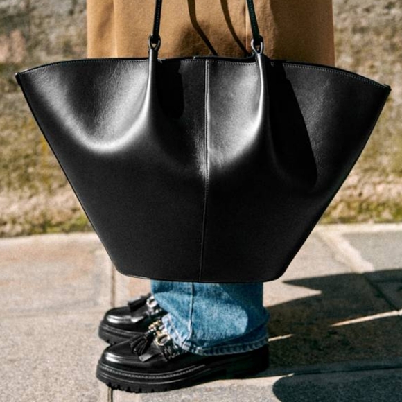 Sezane | Bags | Sezane Mara Tote Bag In Smooth Black Leather | Poshmark
